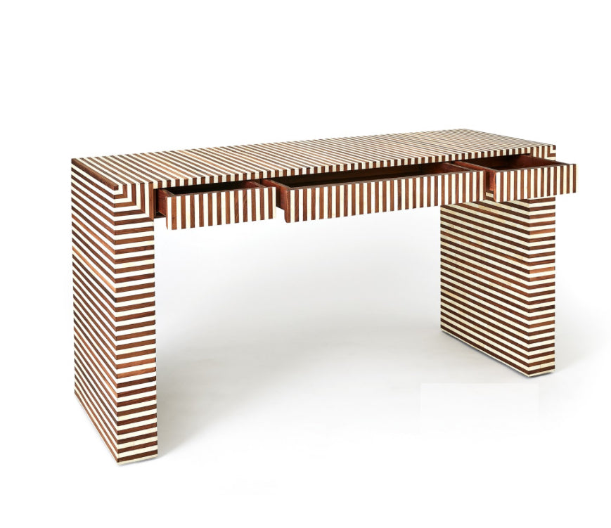 Sienna Writing Desk in Walnut & Bone